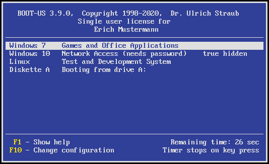 Boot manager Boot-US: Screenshots